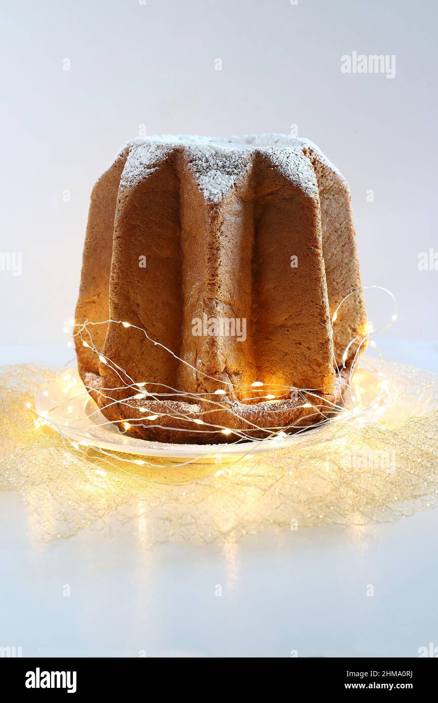 Italian food.Traditional Italian Christmas Pandoro cake isolated on ...