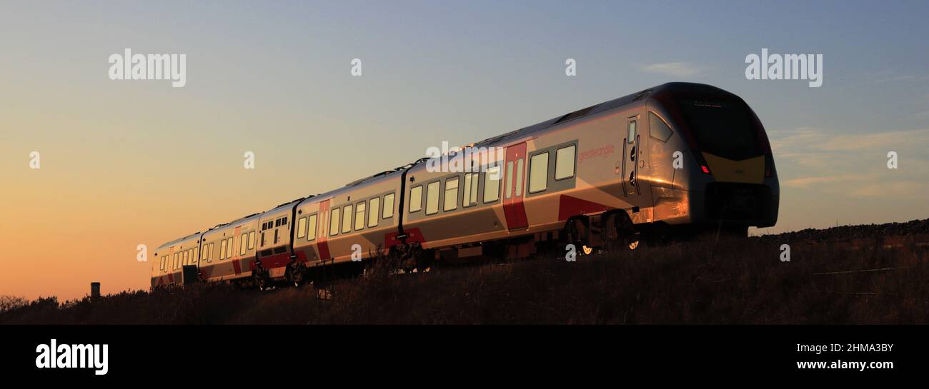 Greater Anglia trains, Class 755 train near Whittlesey town, Fenland ...