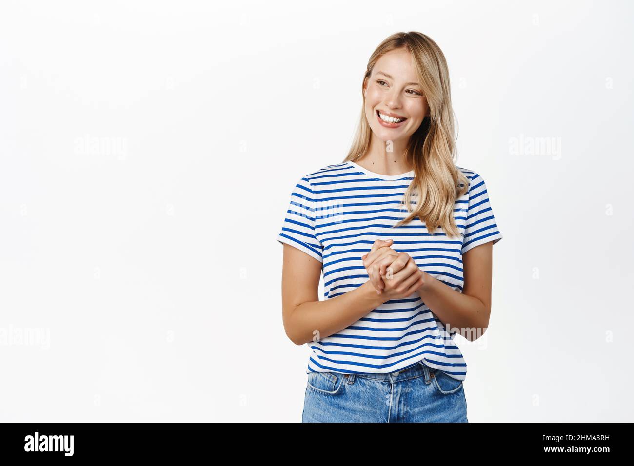 People concept. Stylish modern girl, 25 years old, standing in ...