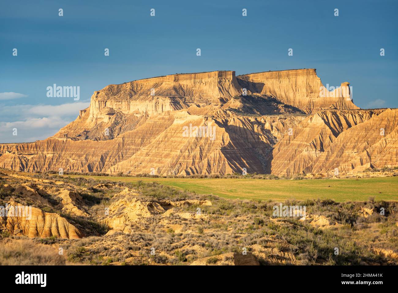Majestic view of rough mountainous cliffs located in bad land terrain ...