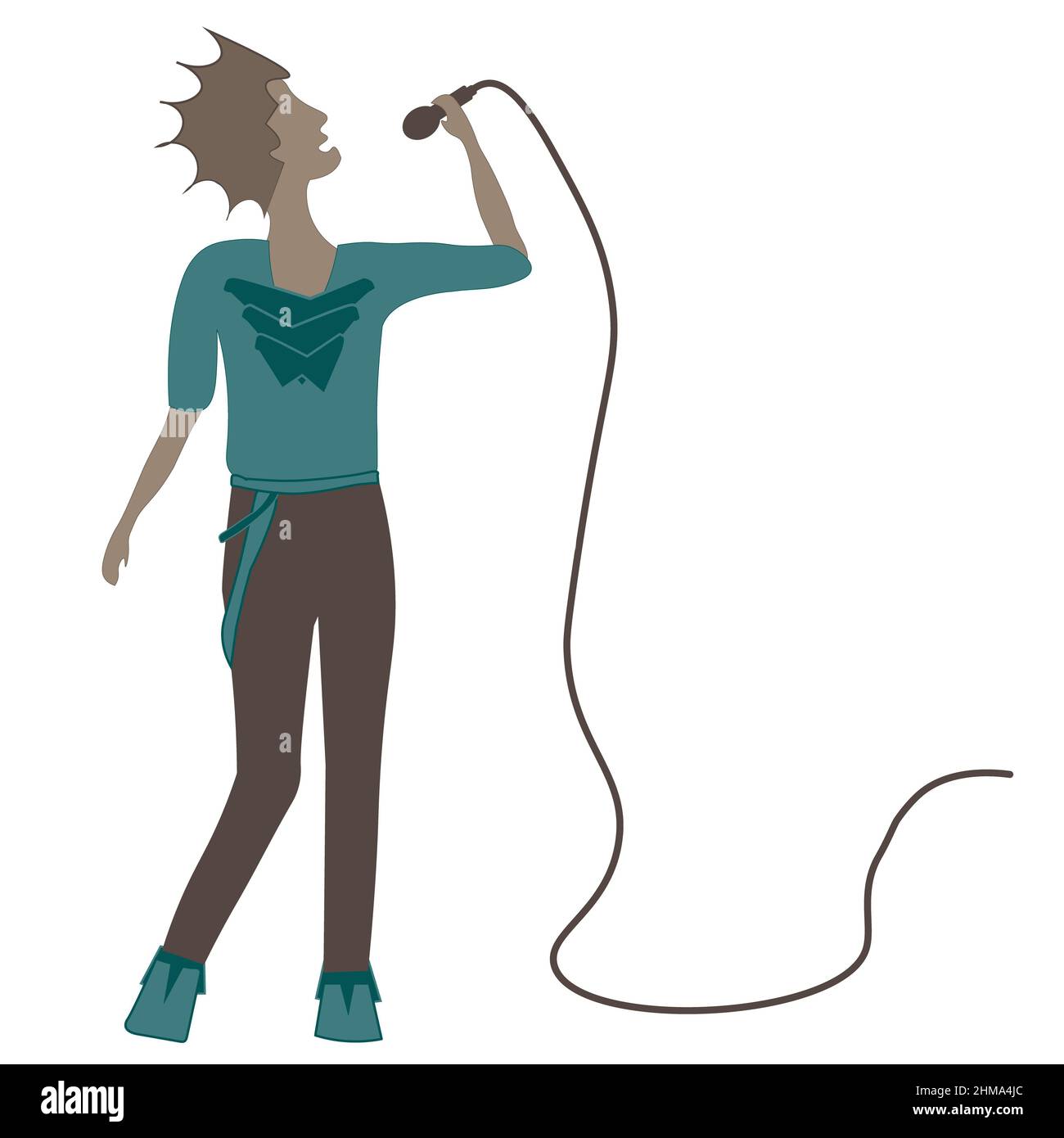 Young stylish singer singing into a microphone Stock Photo - Alamy