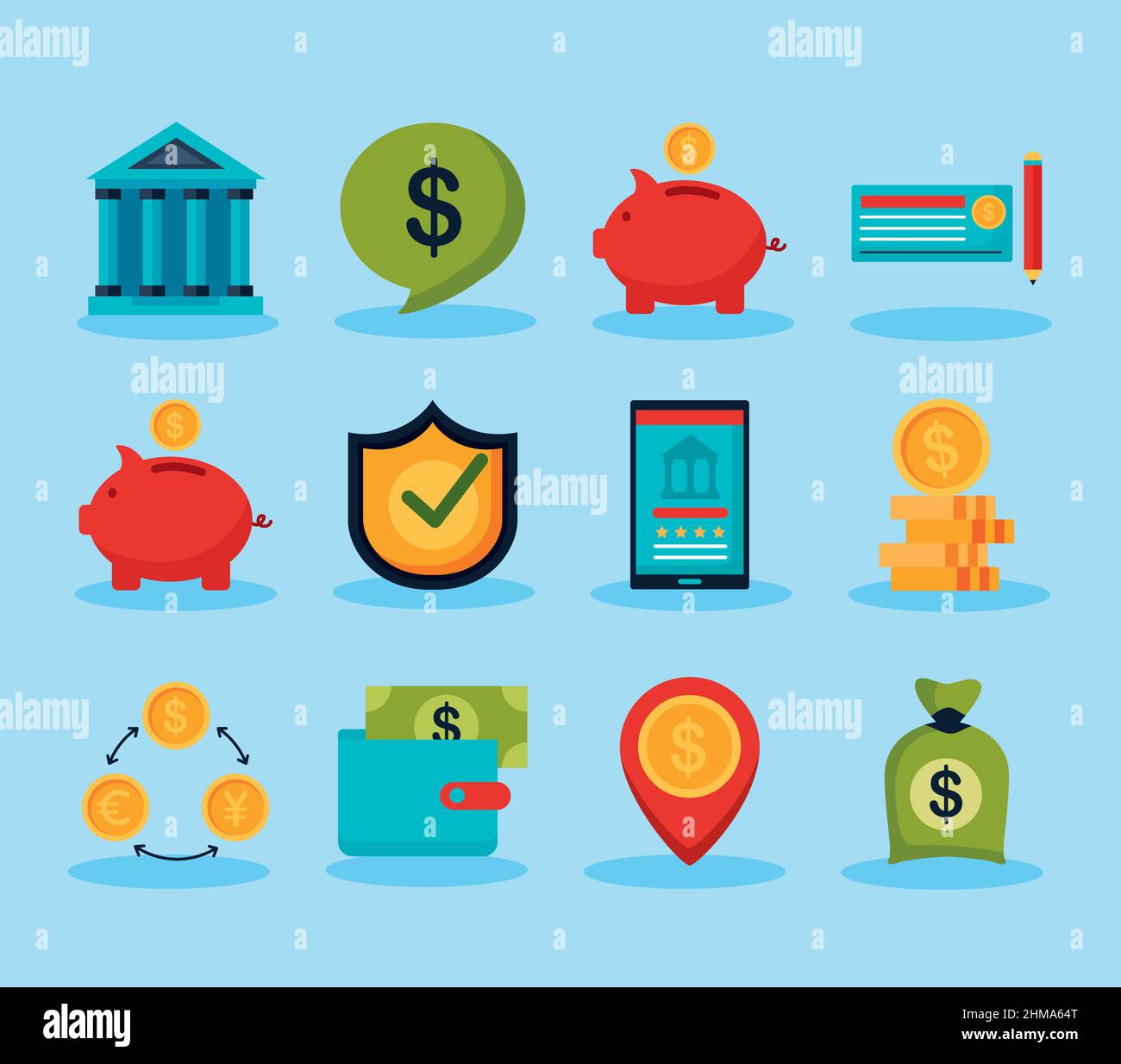 twelve banking money set icons Stock Vector Image & Art - Alamy