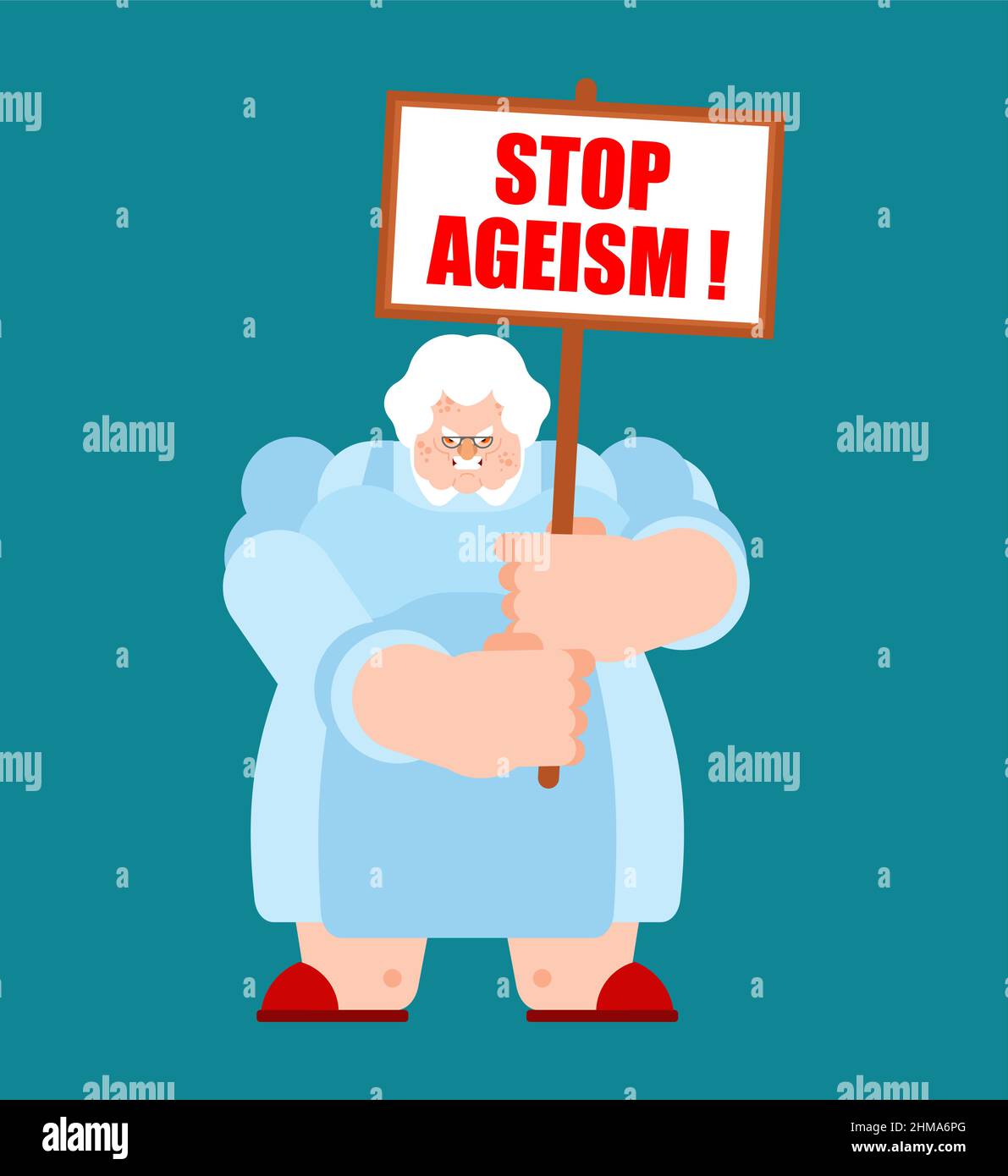 Stop ageism seniors with placard. Retirees Against Age Discrimination ...