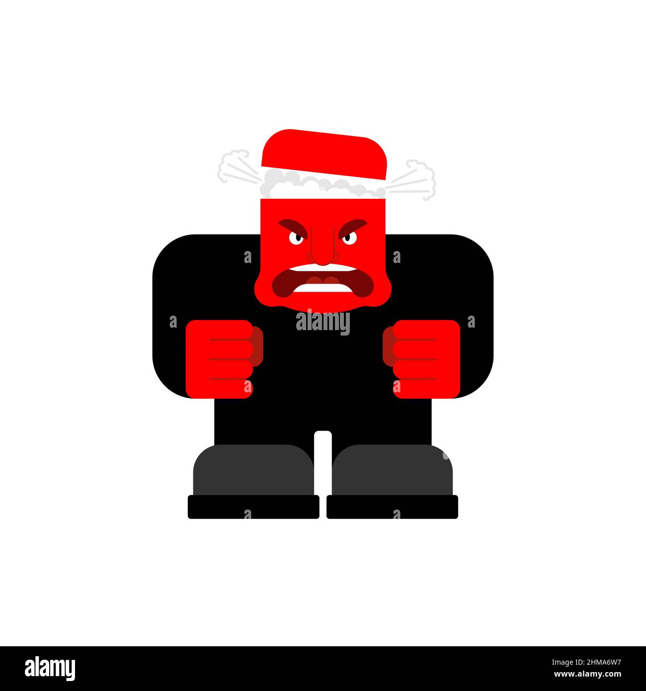 Angry red guy. Steam from the head. Seething with anger. The concept of ...