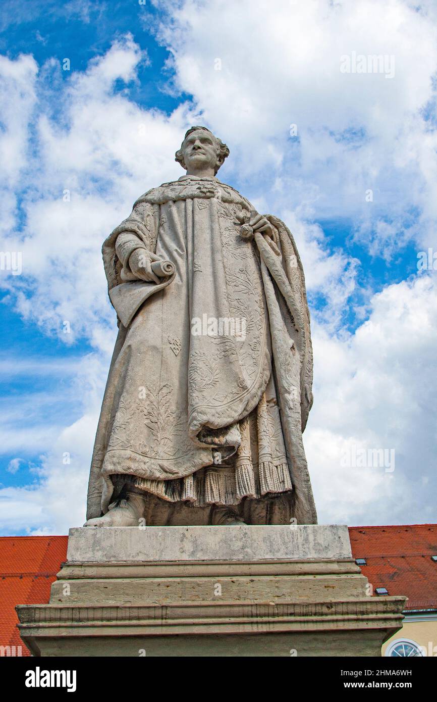 Germany; Kelheim; statue of Ludwig I; King of Bavaria; Koenig; royalty ...