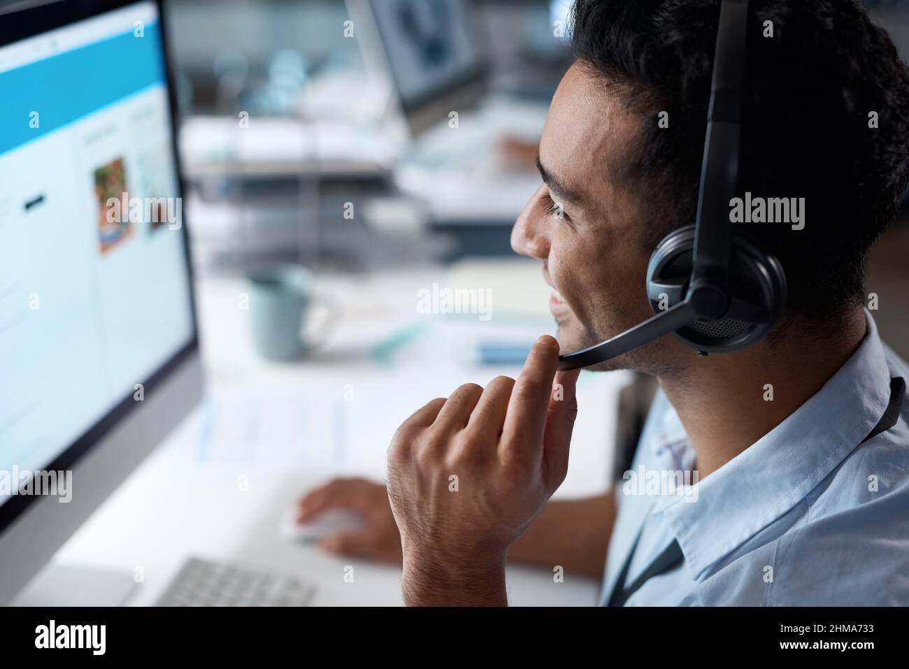 Customer care headset on table hi-res stock photography and images - Alamy
