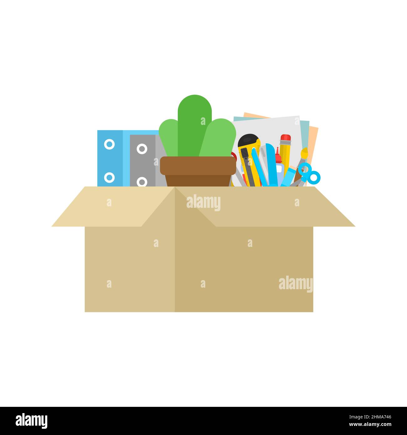 Fired worker cardboard box Stock Vector Images - Alamy
