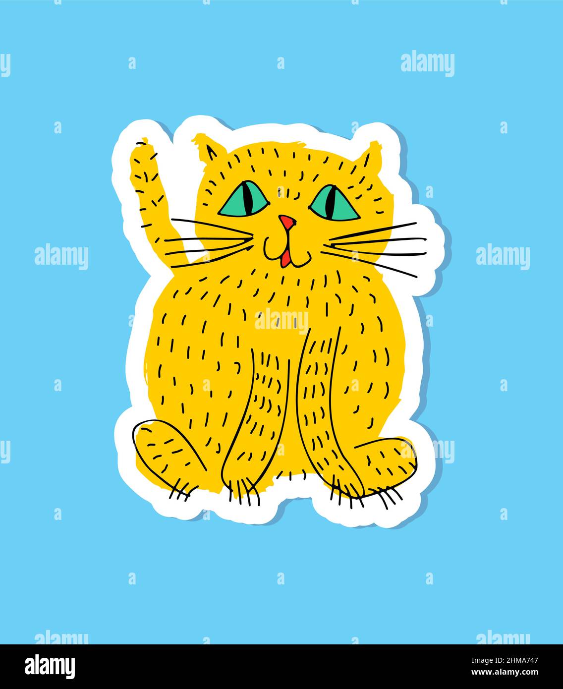 Cat childrens hand drawing. cute pet Baby drawing Stock Vector Image ...