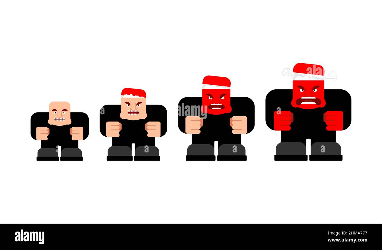 stages of aggression. Angry red guy. Steam from the head. Seething with ...
