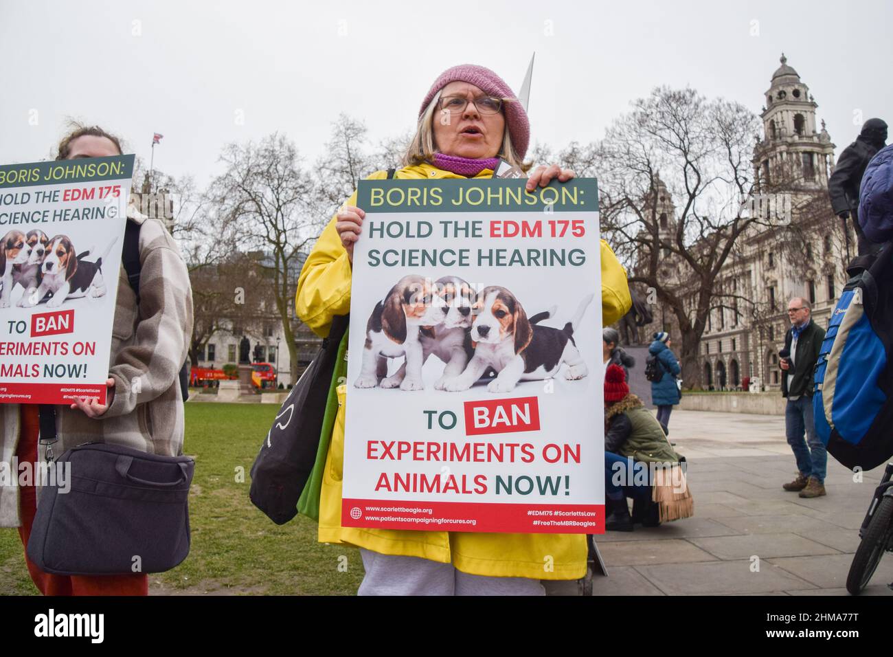 London, UK 7th February 2022. Animal rights activists gathered in ...