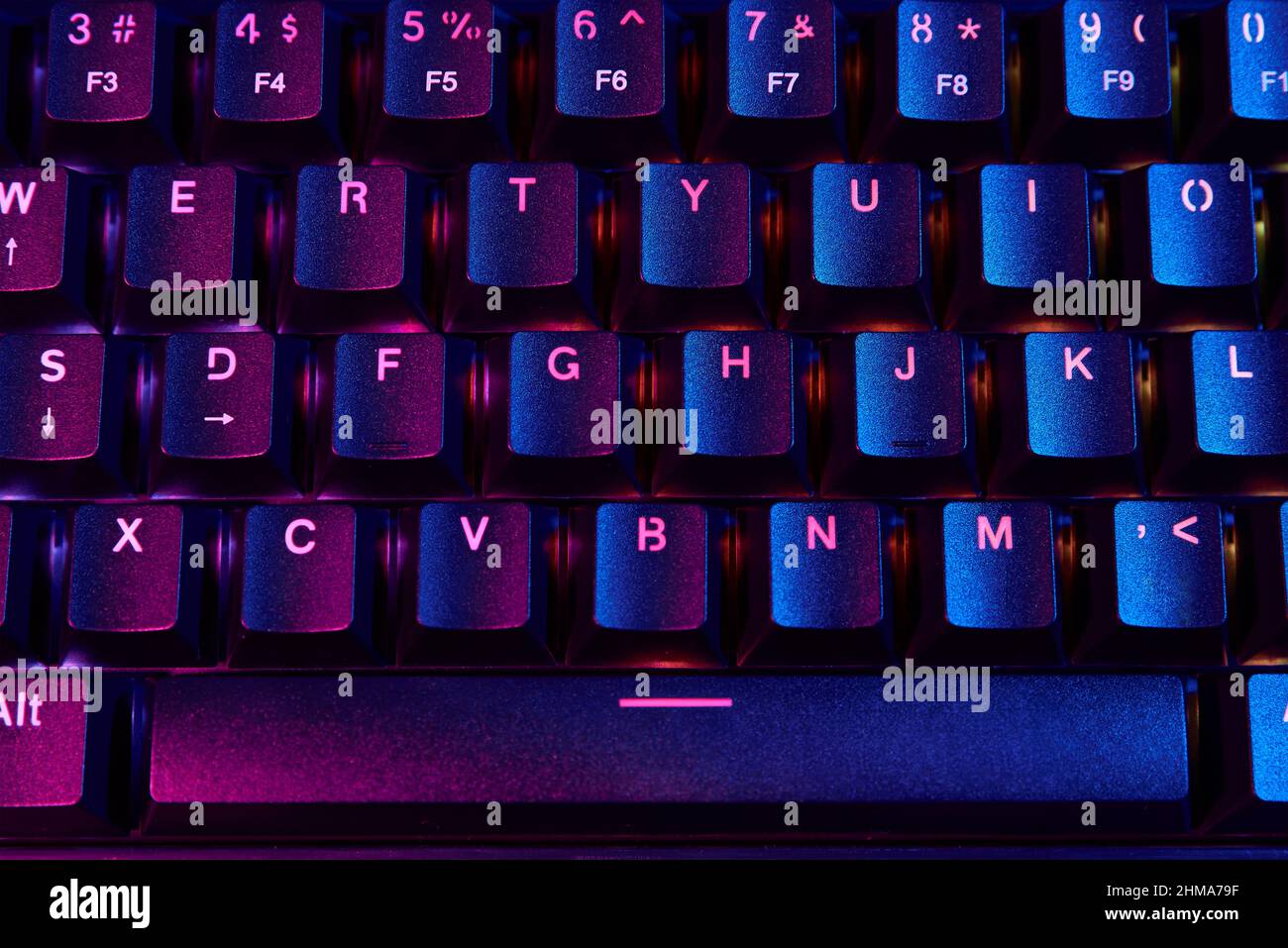 Gaming keyboard, close up. Mechanical rgb keyboard for computer games ...