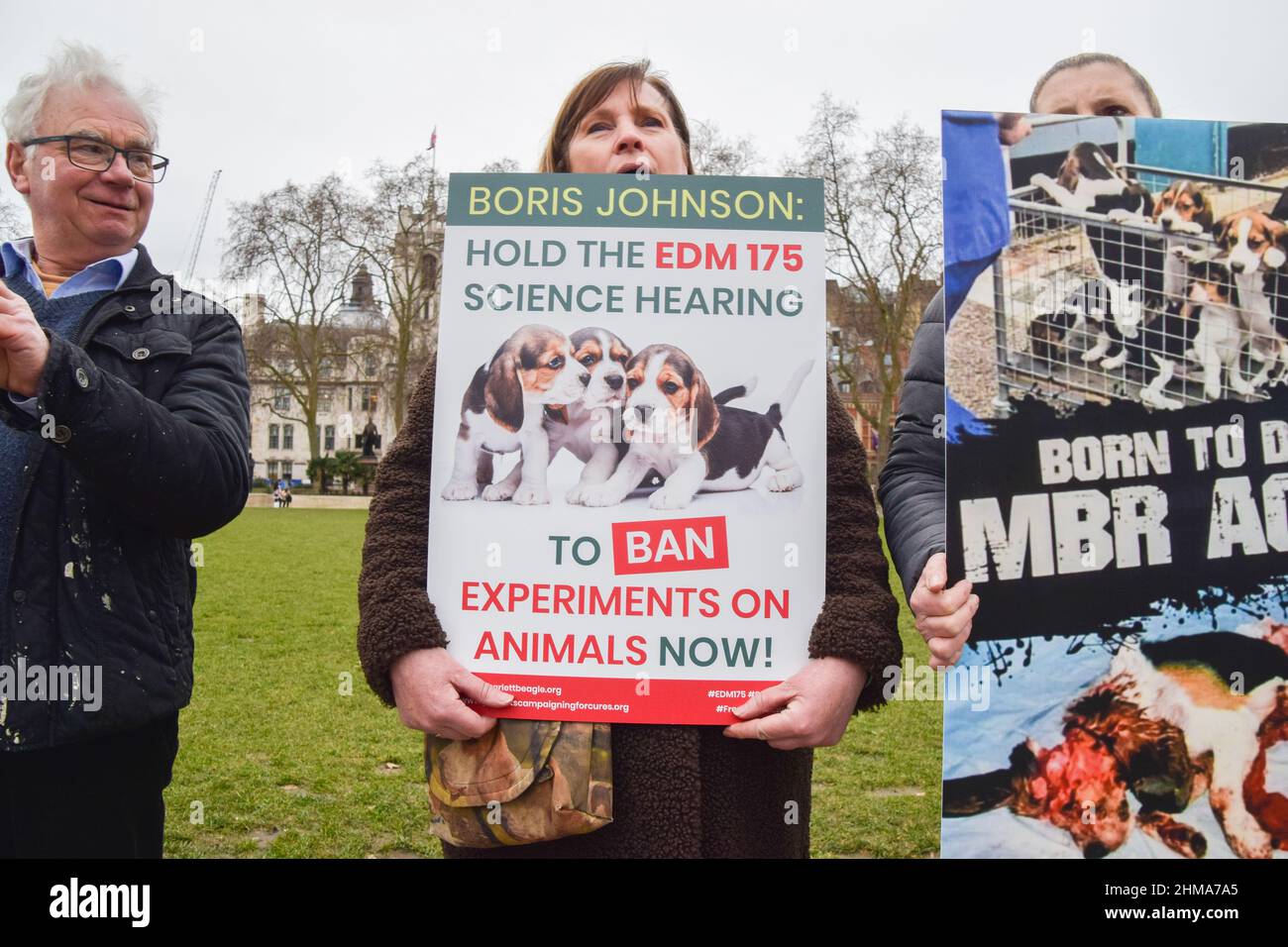 London, UK 7th February 2022. Animal rights activists gathered in ...