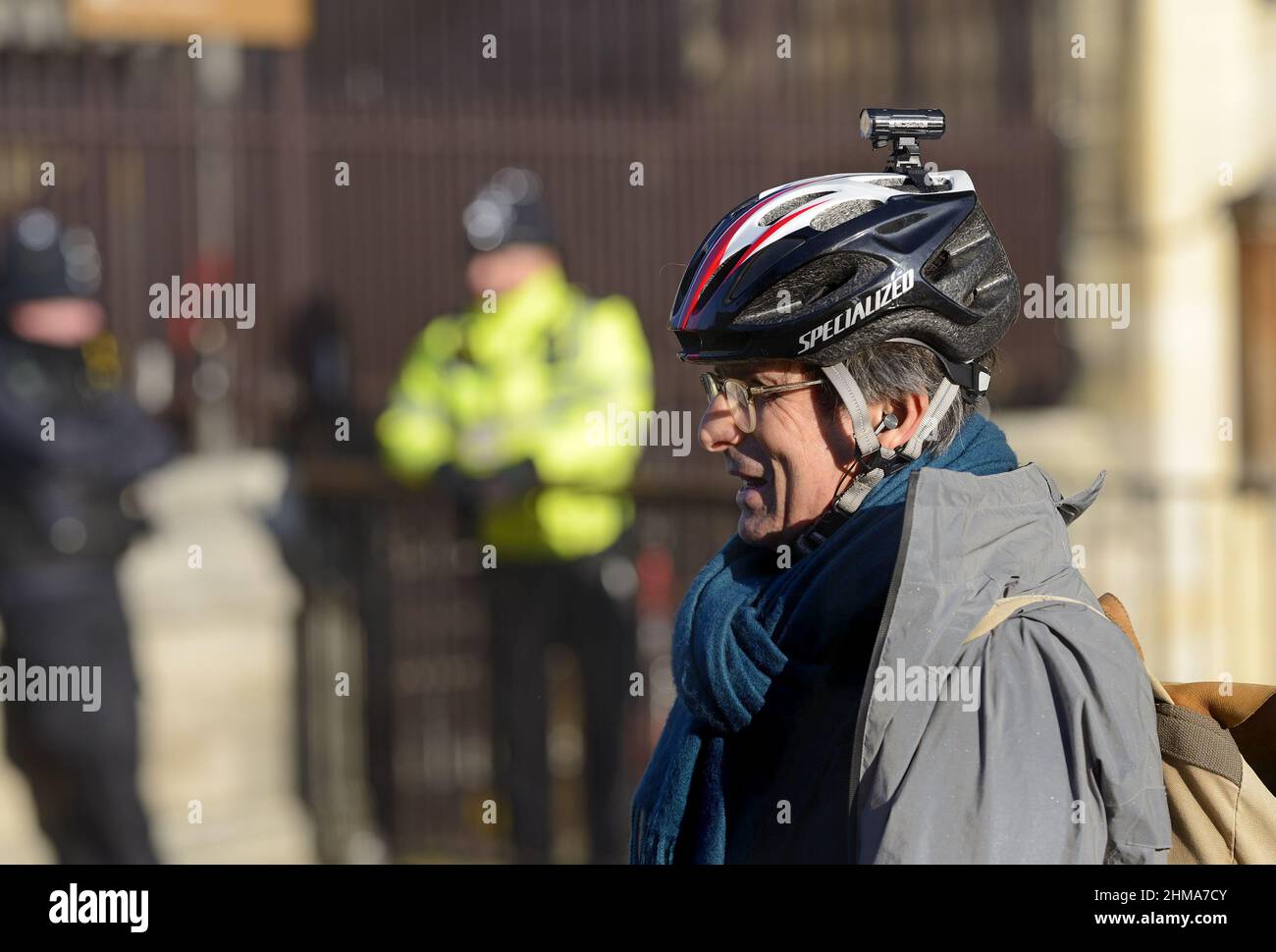 Robert Peston - Political Editor of ITV News - wearing a cycling helmet ...