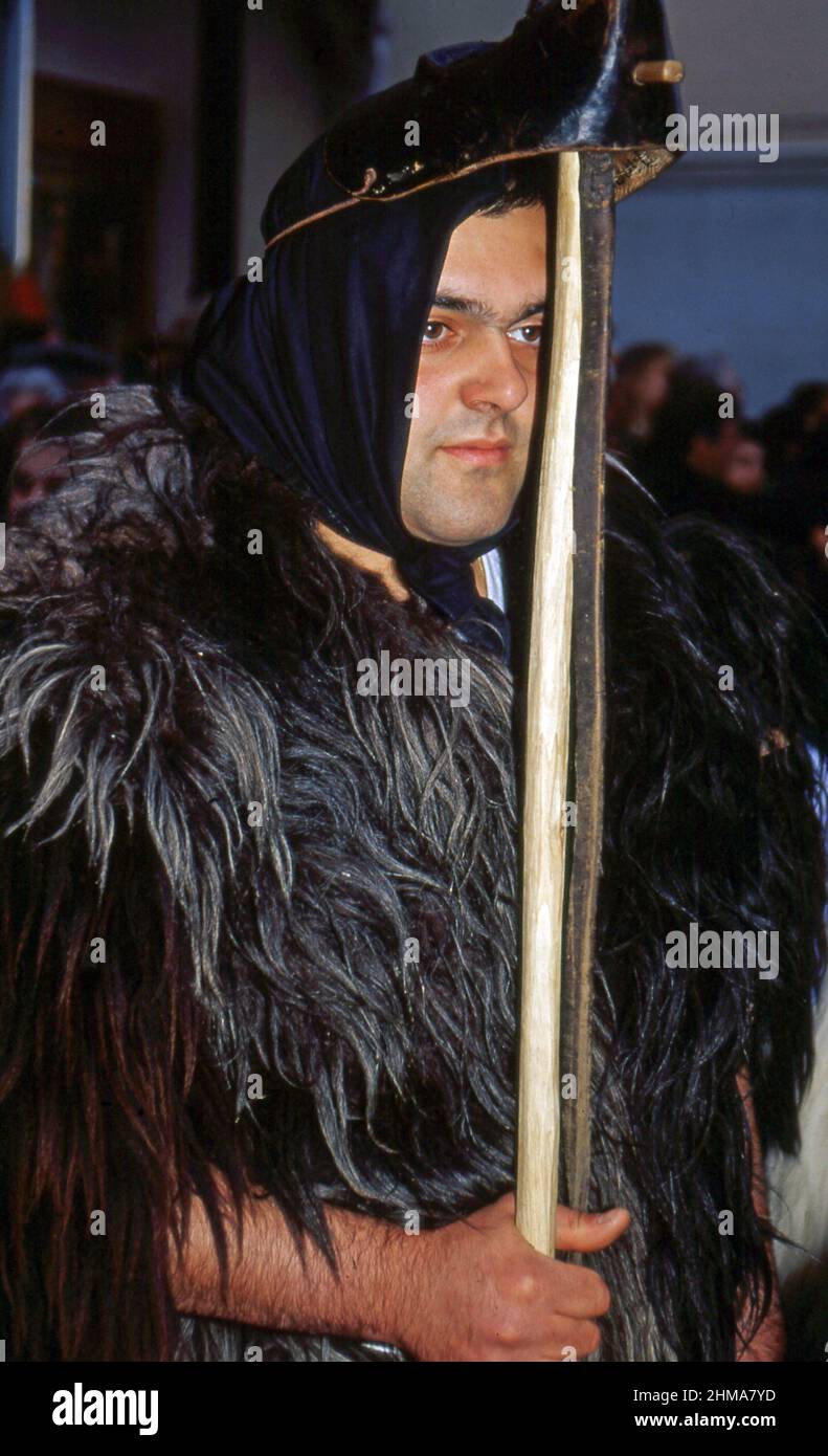 Mamoiada, Sardinia, Italy. Mammuthones carnival masks (scanned from ...