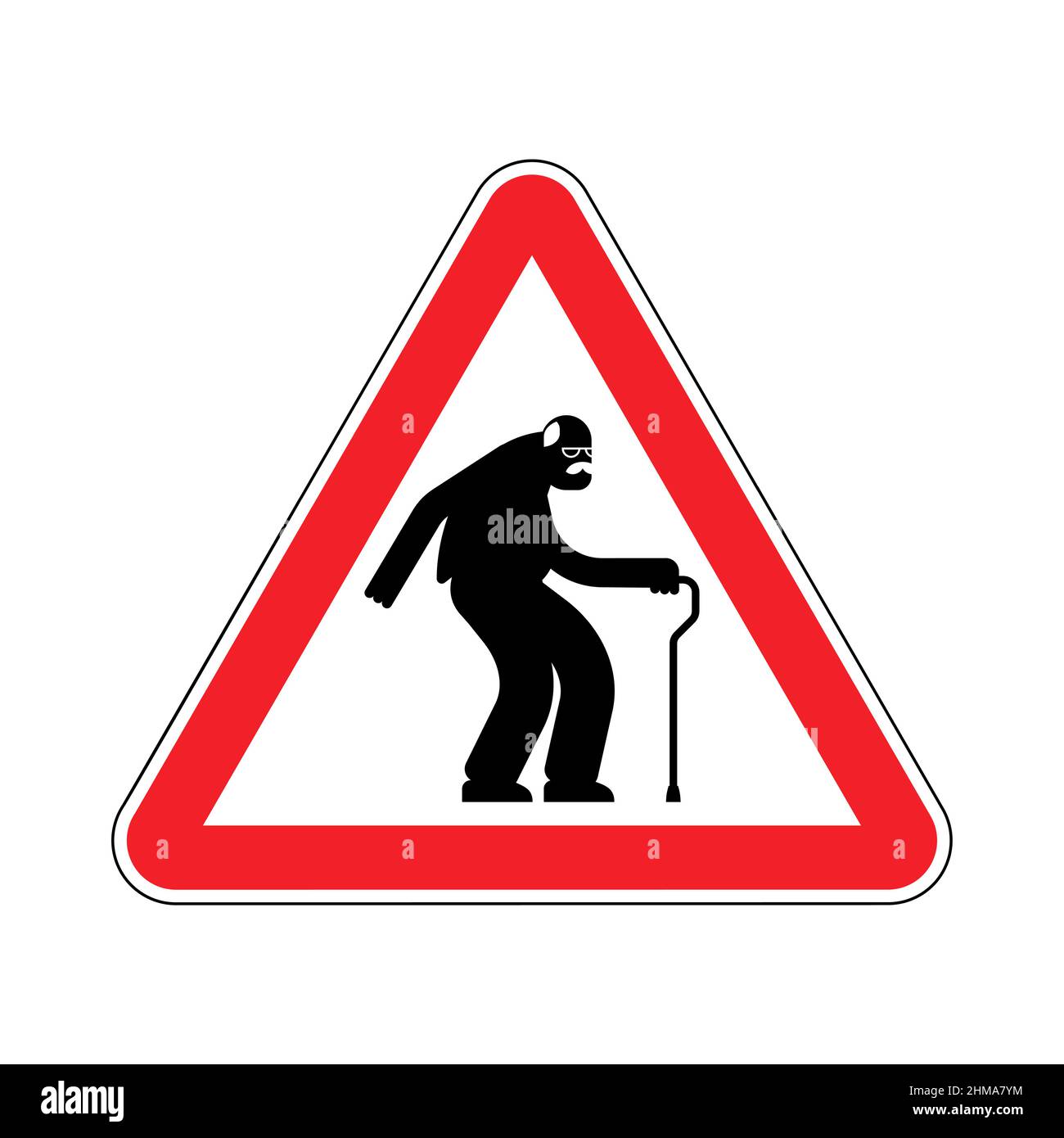 Attention pensioner. Warning red road sign. Caution Old man Stock ...