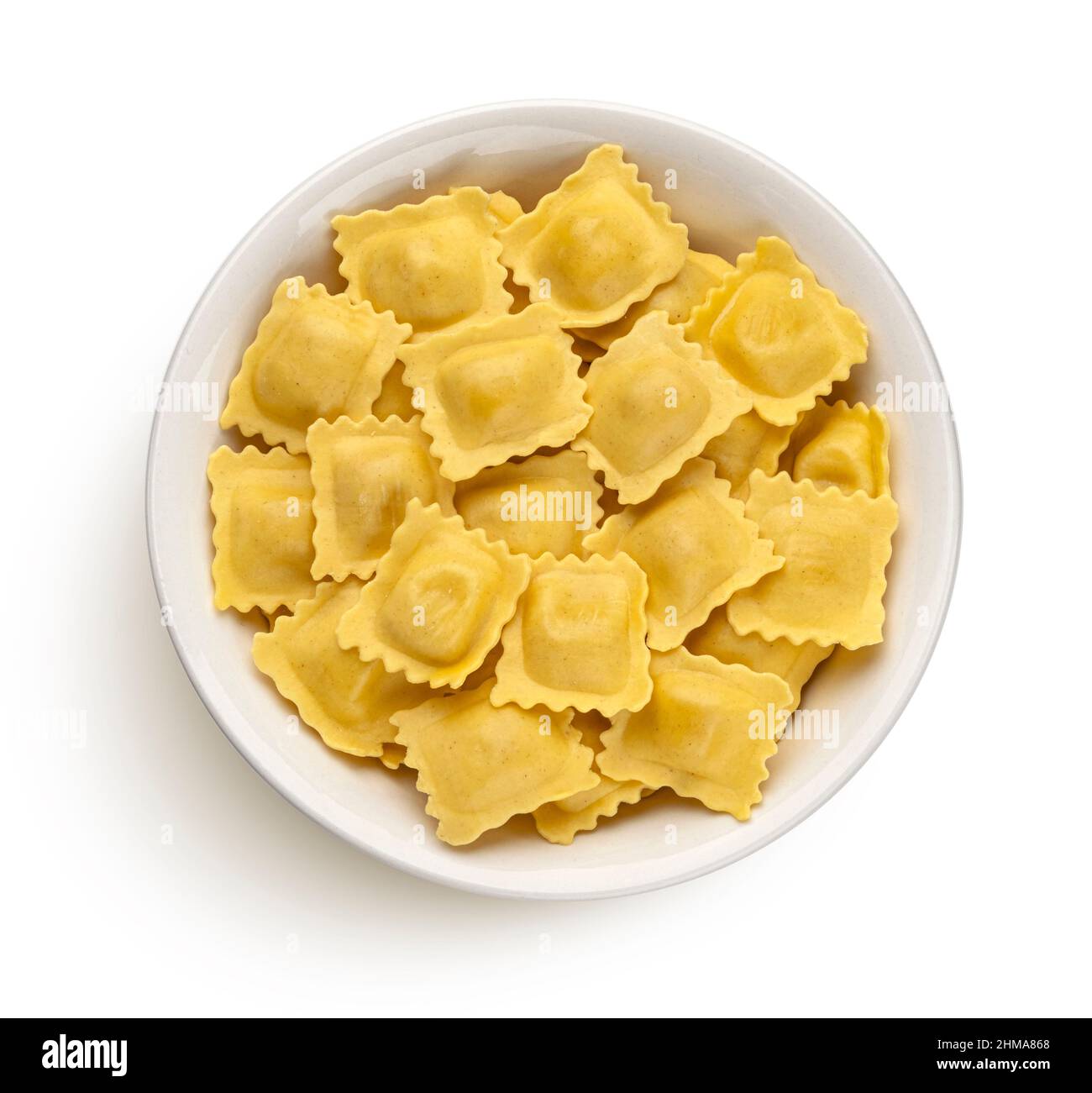 Italian ravioli pasta isolated on white background, top view Stock ...