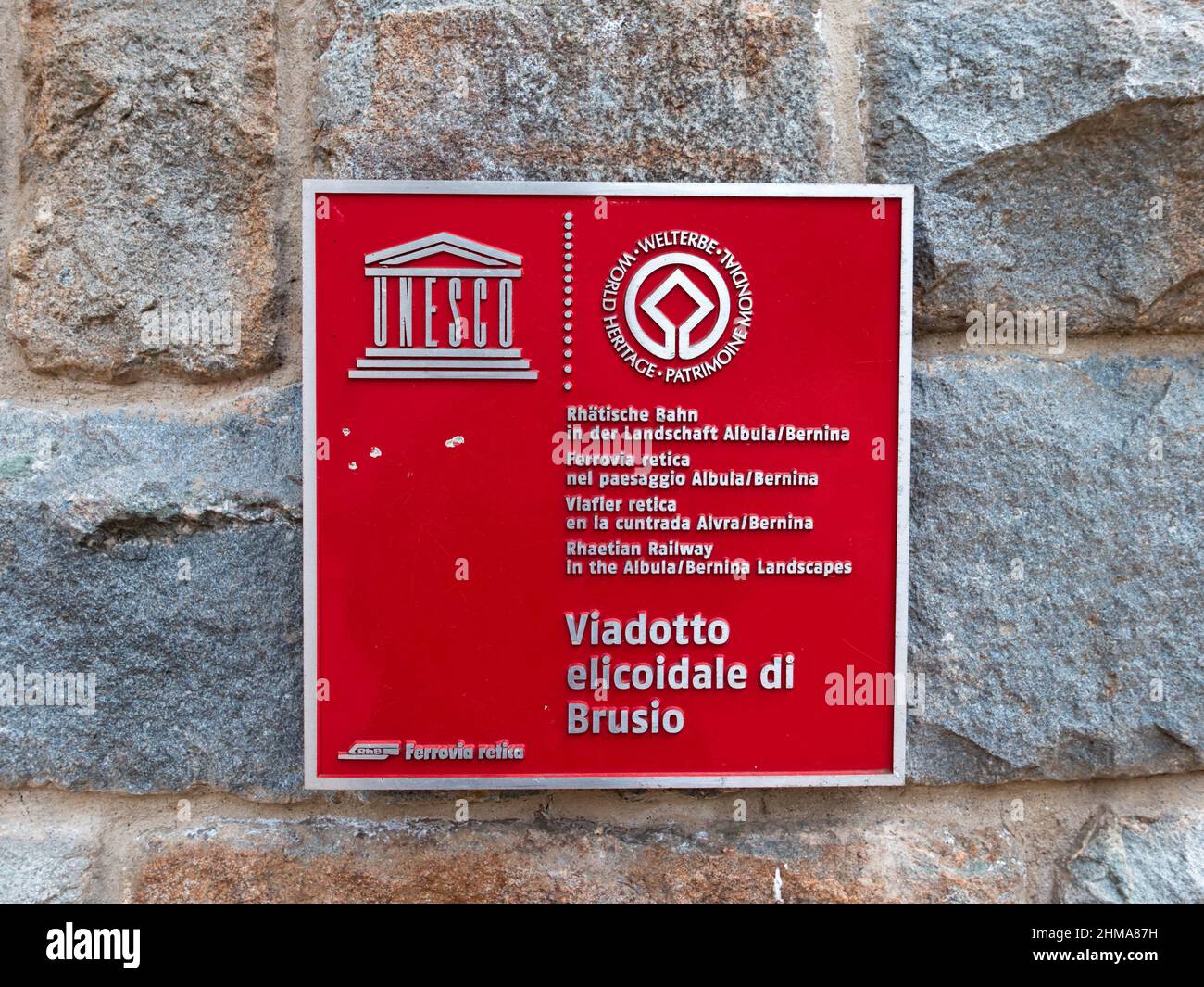 Brusio, Switzerland - February 3, 2022: Rhaetian Railway in the Albula ...