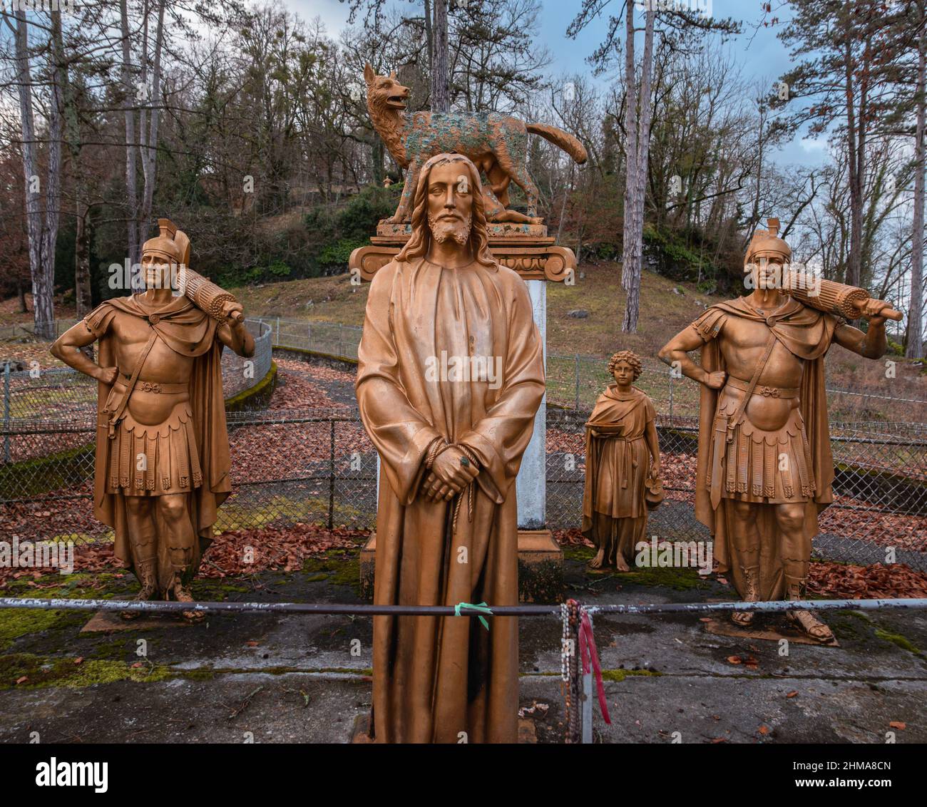 Lourdes, France - January 5, 2022: Way of the cross of Lourdes - first ...