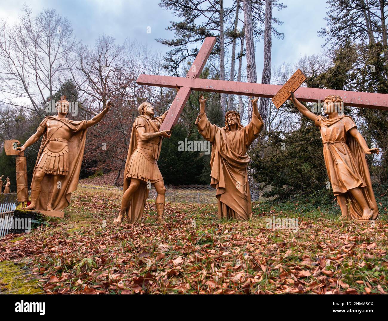 Lourdes, France - January 5, 2022: Way of the cross of Lourdes - second ...