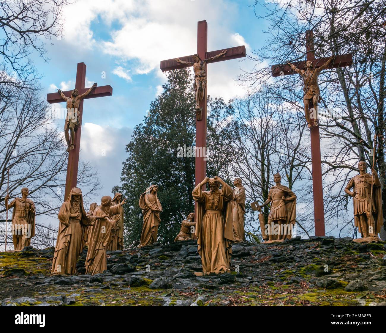 Lourdes, France - January 5, 2022: Way of the cross of Lourdes -twelfth ...