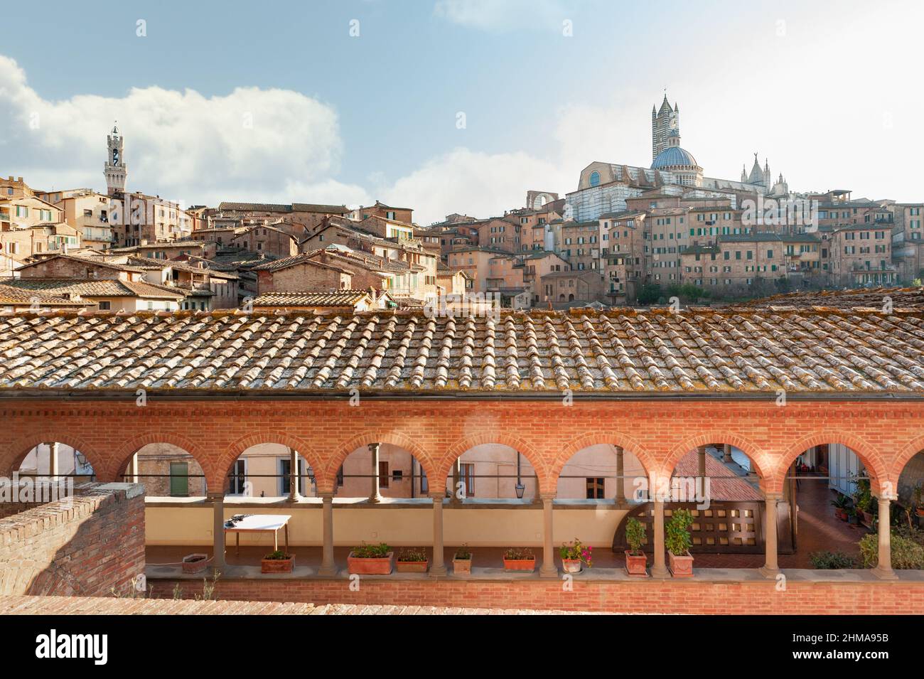 The old town centre, with its typical architecture. A medieval portico ...