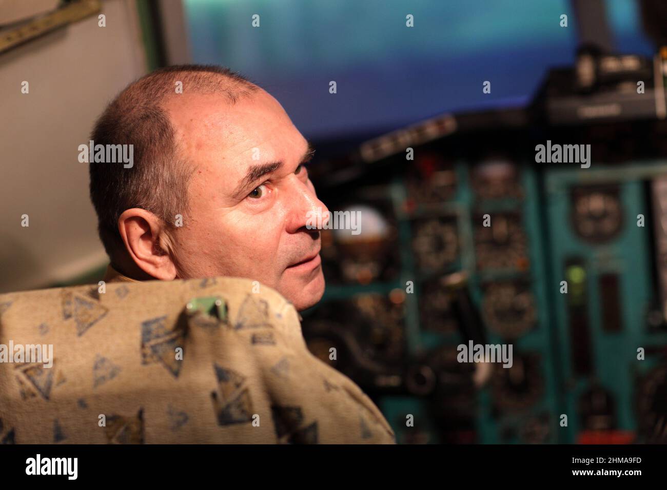 Portrait of pilot in the old russian airliner Stock Photo - Alamy