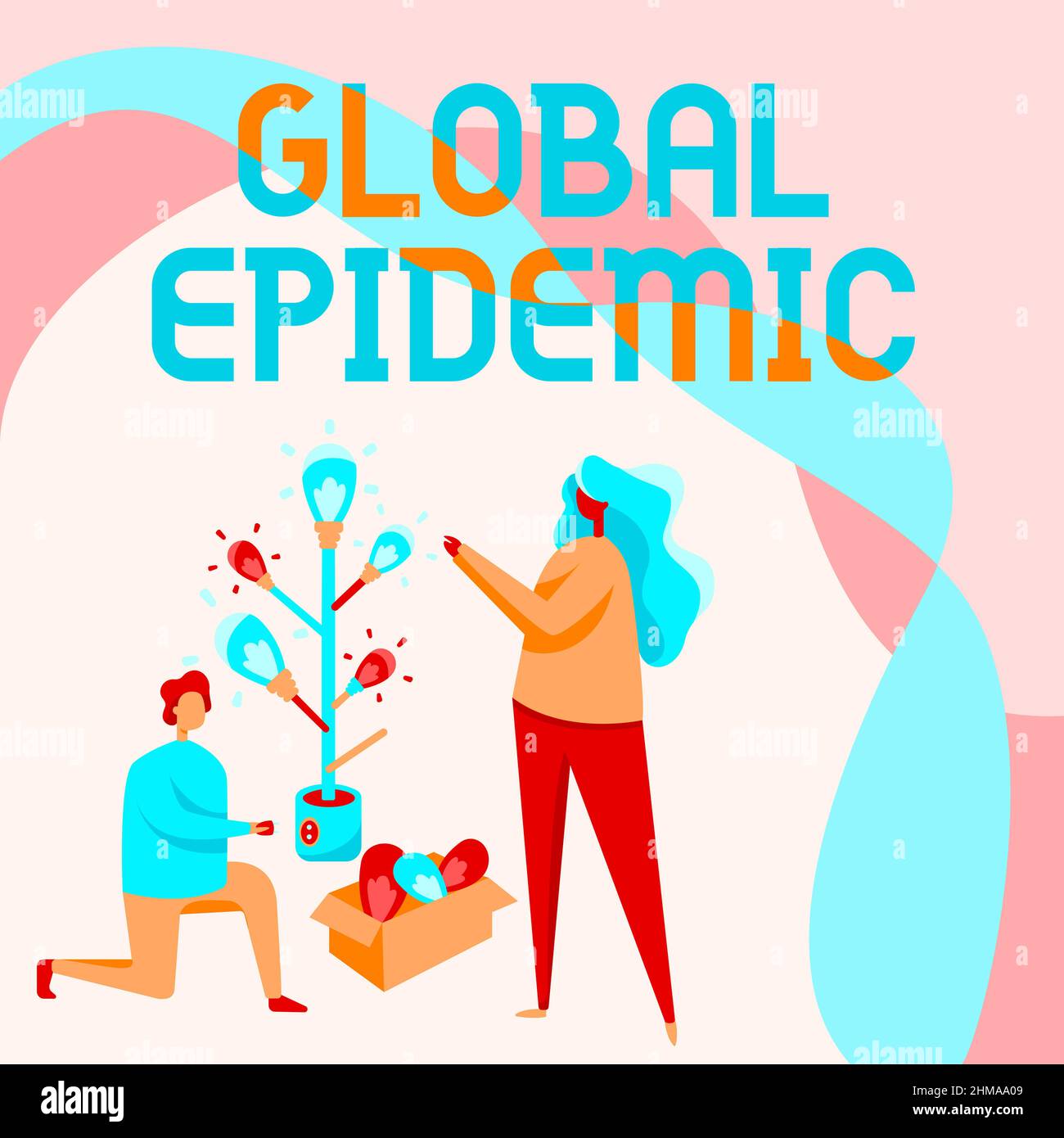 Text caption presenting Global Epidemic. Word Written on a rapid spread ...