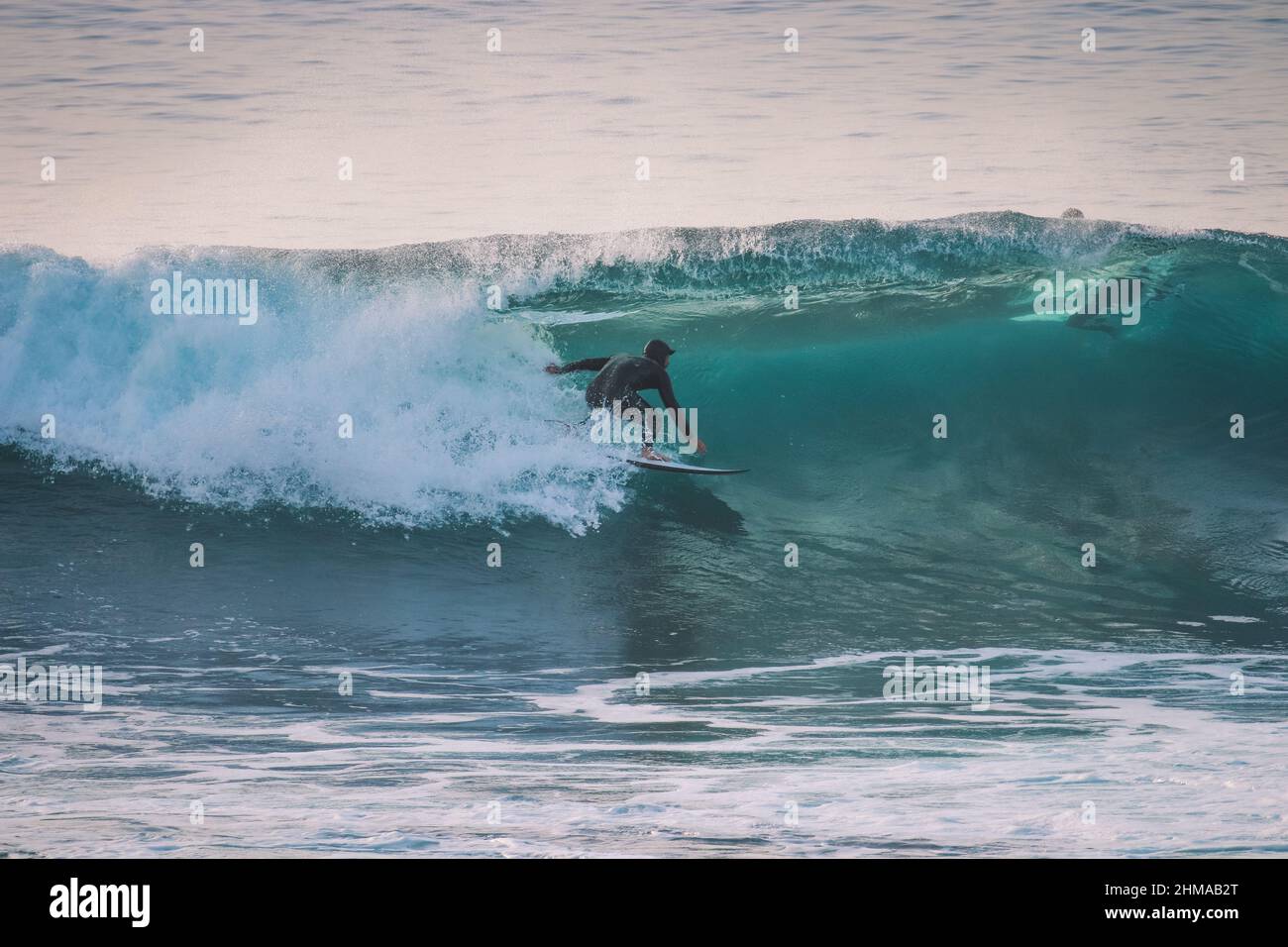 Surfer in a perfect barrel wave Stock Photo - Alamy