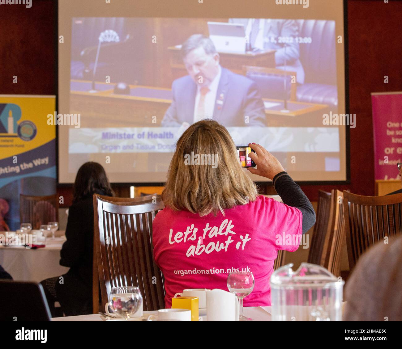 A supporter of organ donation takes a picture of NI Health Minster ...