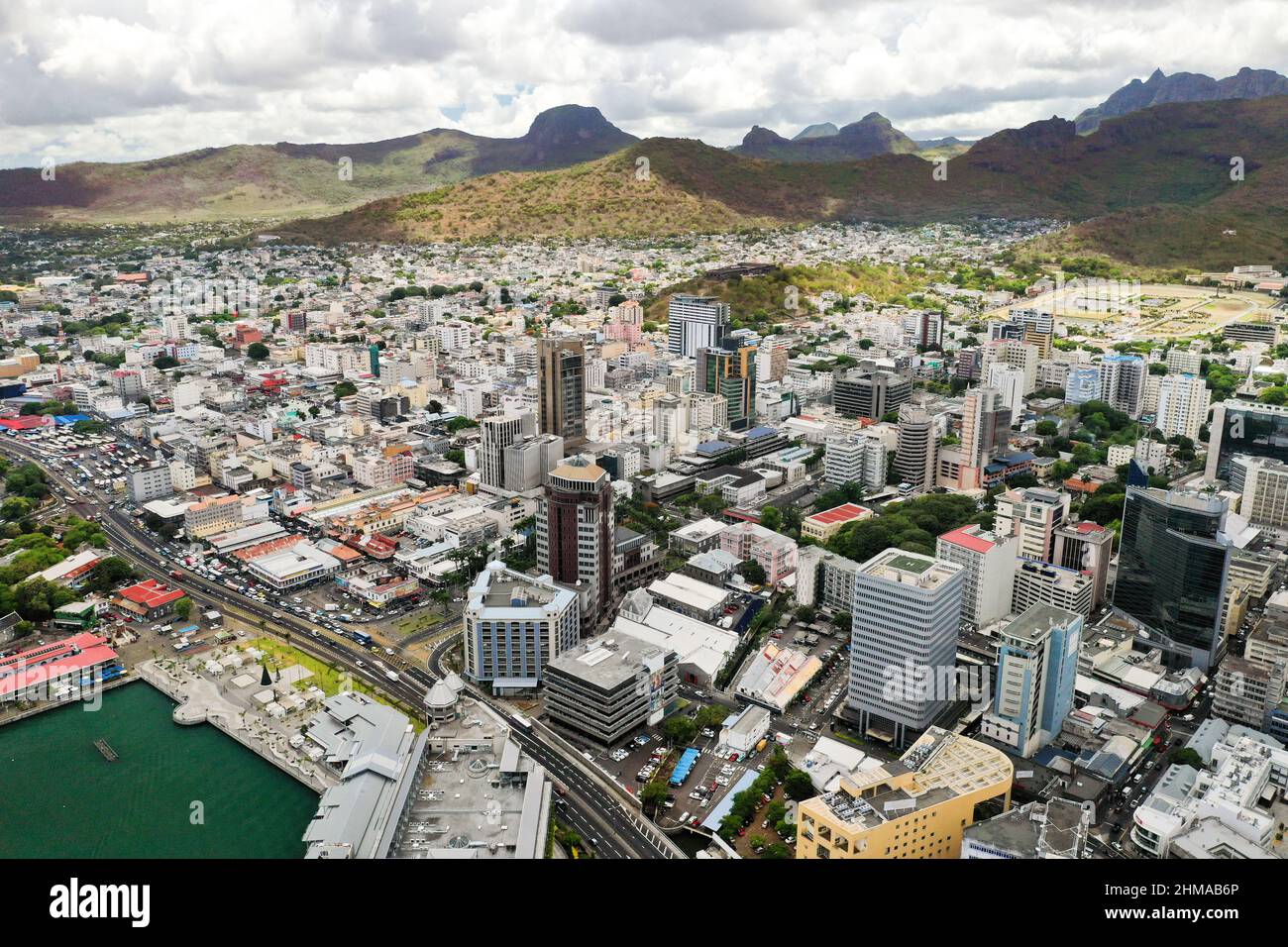 Aerial view of the city of Port-Louis, Mauritius, Africa Stock Photo ...