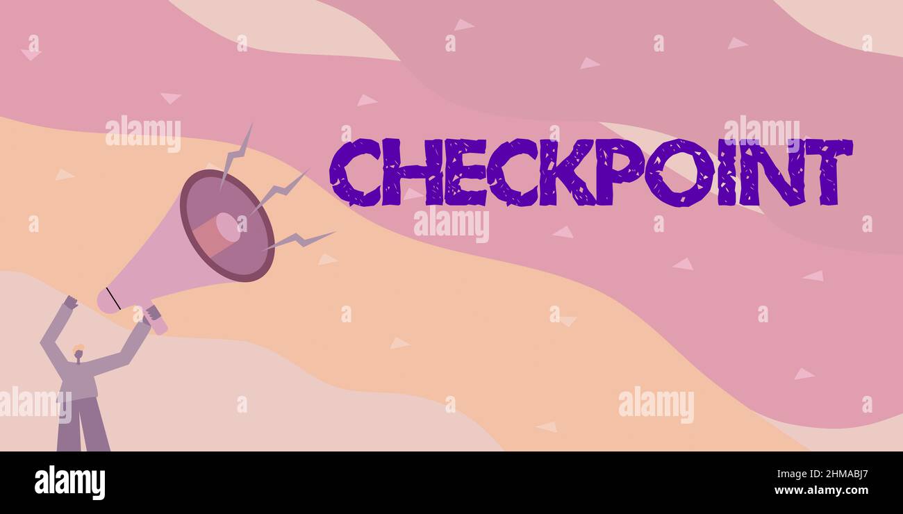 Hand writing sign Checkpoint. Business idea manned entrance, where ...