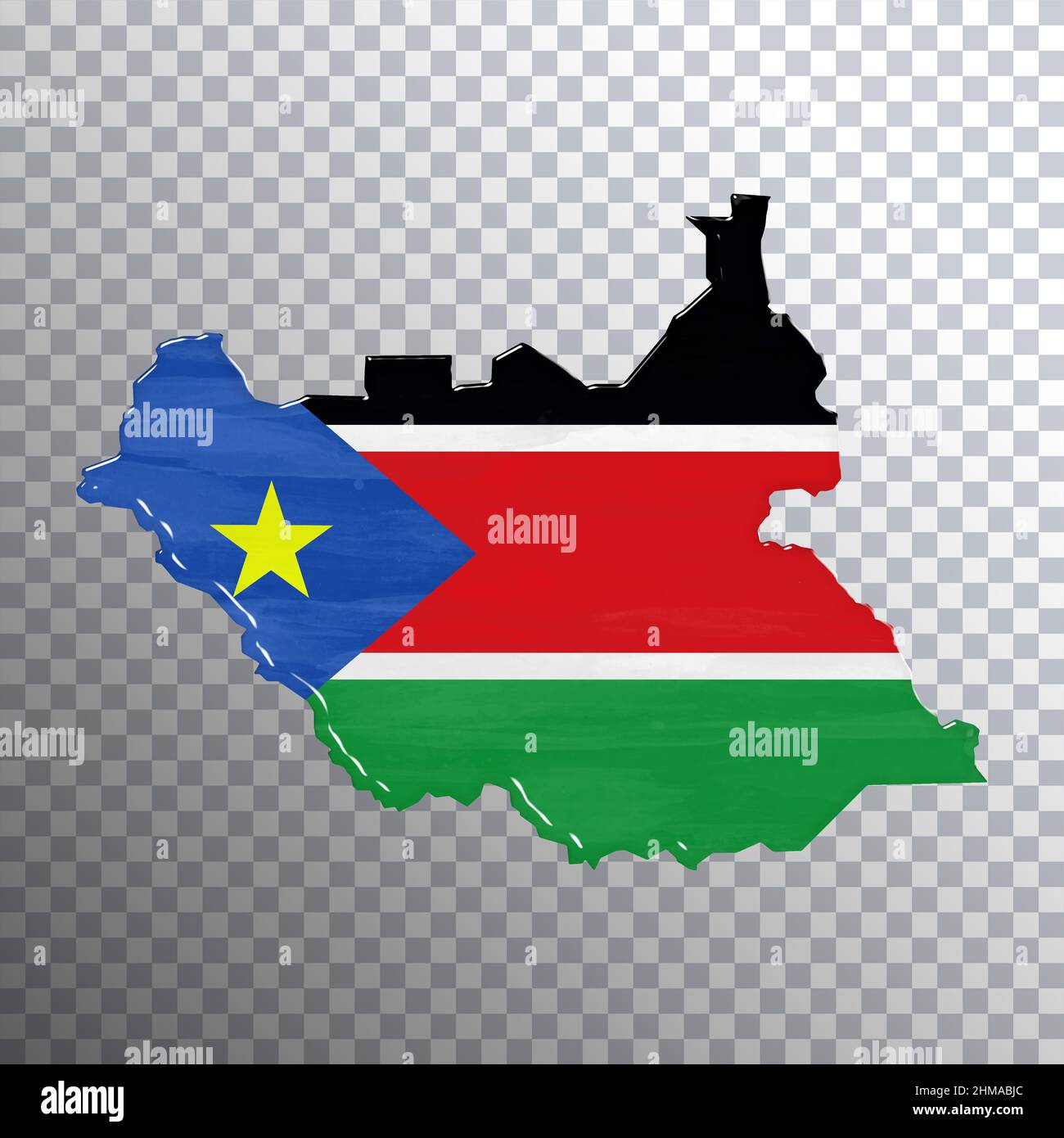 South Sudan flag and map, transparent background, Clipping path Stock ...