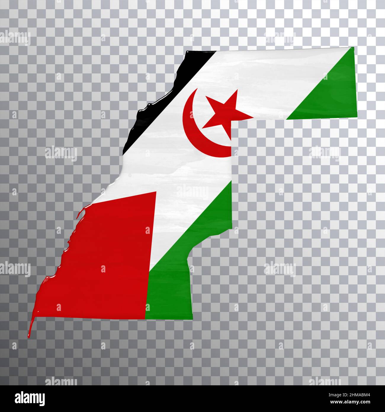 Western Sahara flag and map, transparent background, Clipping path ...