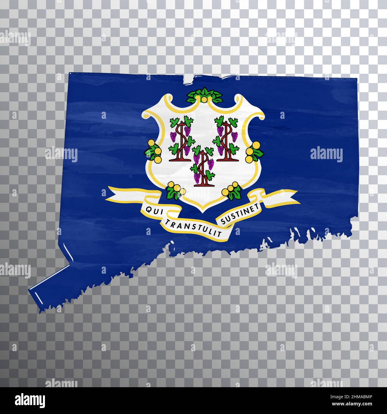 Connecticut flag and map, transparent background, Clipping path Stock ...