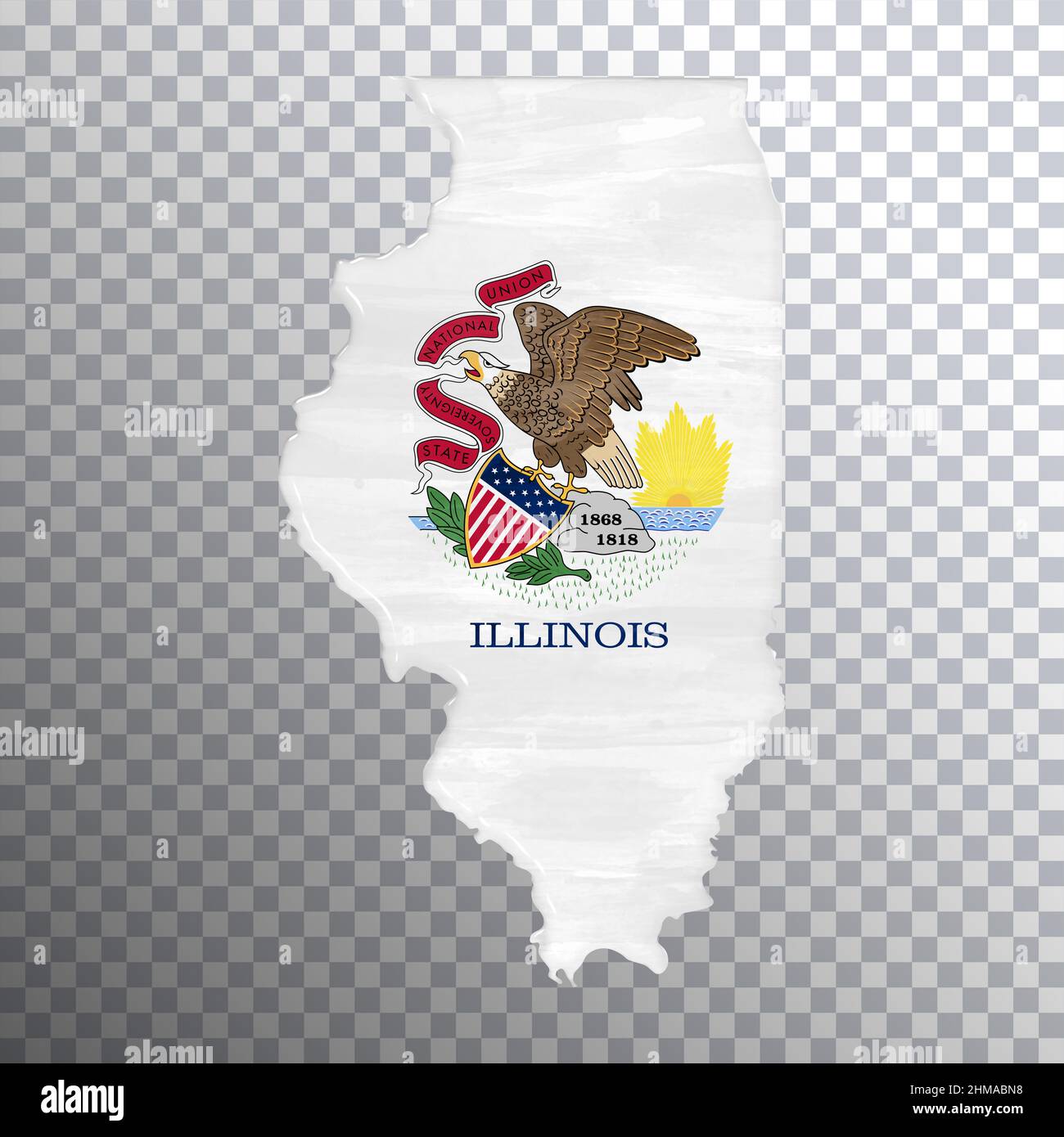 Illinois flag and map, transparent background, Clipping path Stock ...