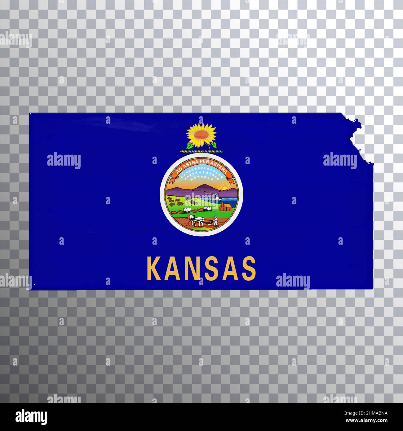 Kansas flag and map, transparent background, Clipping path Stock Photo ...