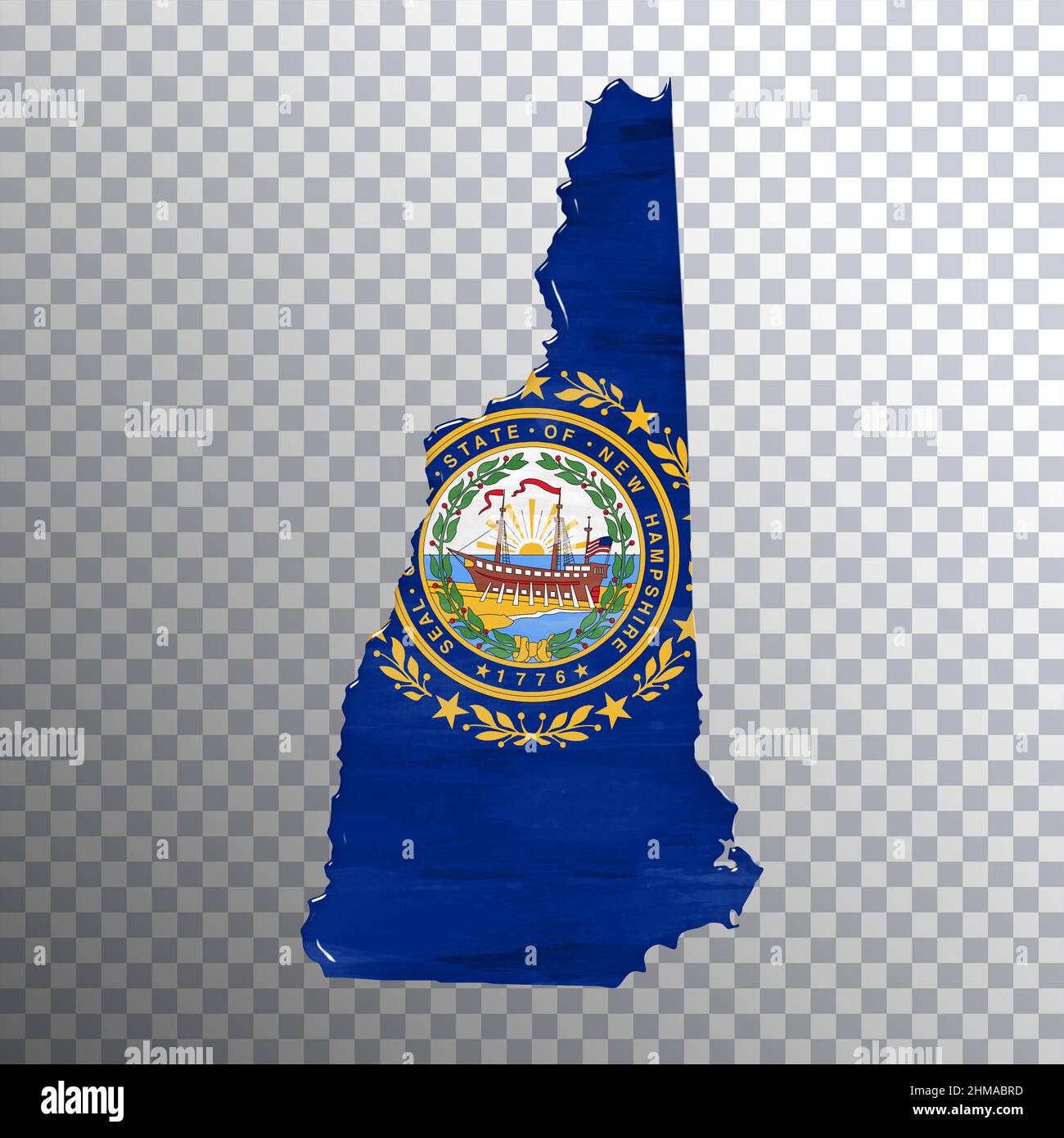 New Hampshire flag and map, transparent background, Clipping path Stock ...