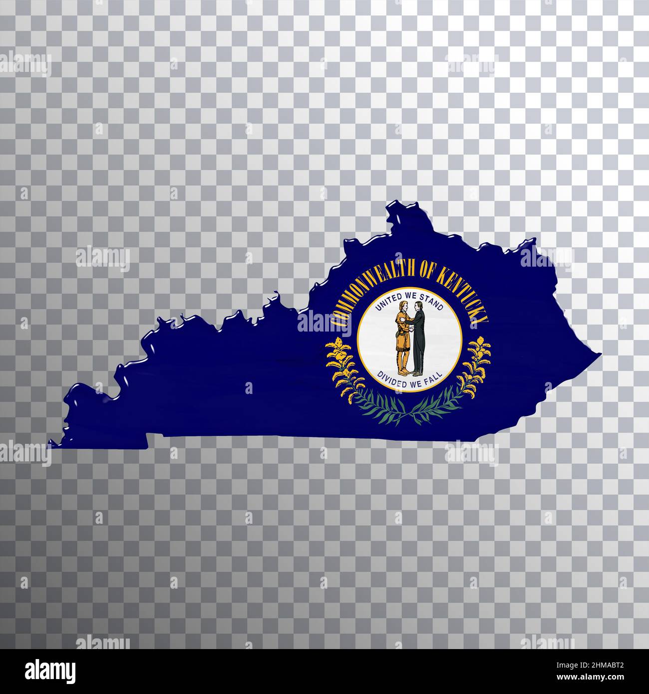 Kentucky flag and map, transparent background, Clipping path Stock ...