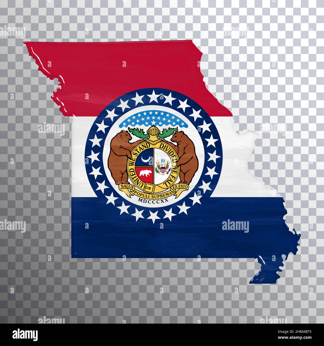 Missouri flag and map, transparent background, Clipping path Stock ...
