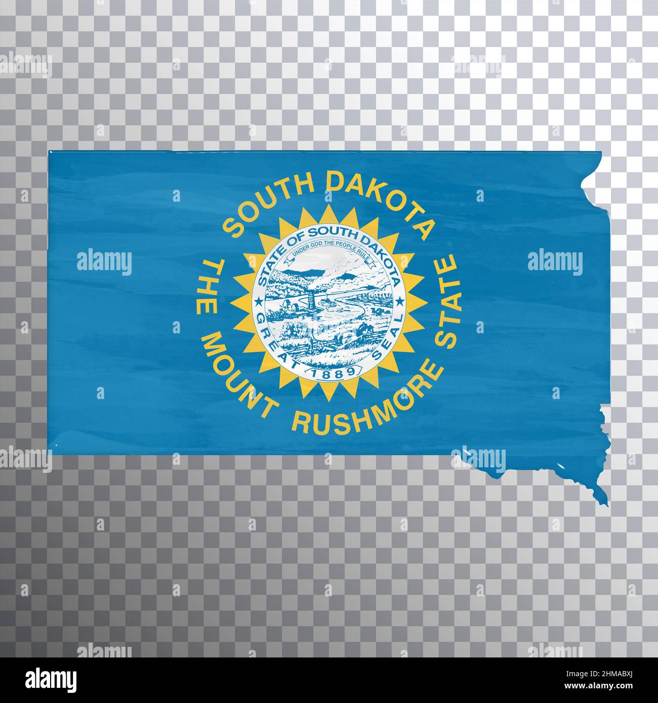 South Dakota flag and map, transparent background, Clipping path Stock ...