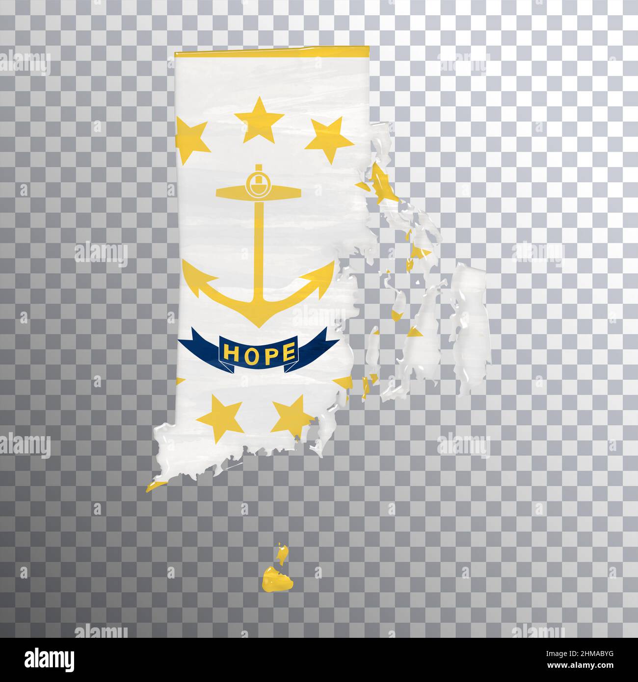 Rhode Island flag and map, transparent background, Clipping path Stock ...