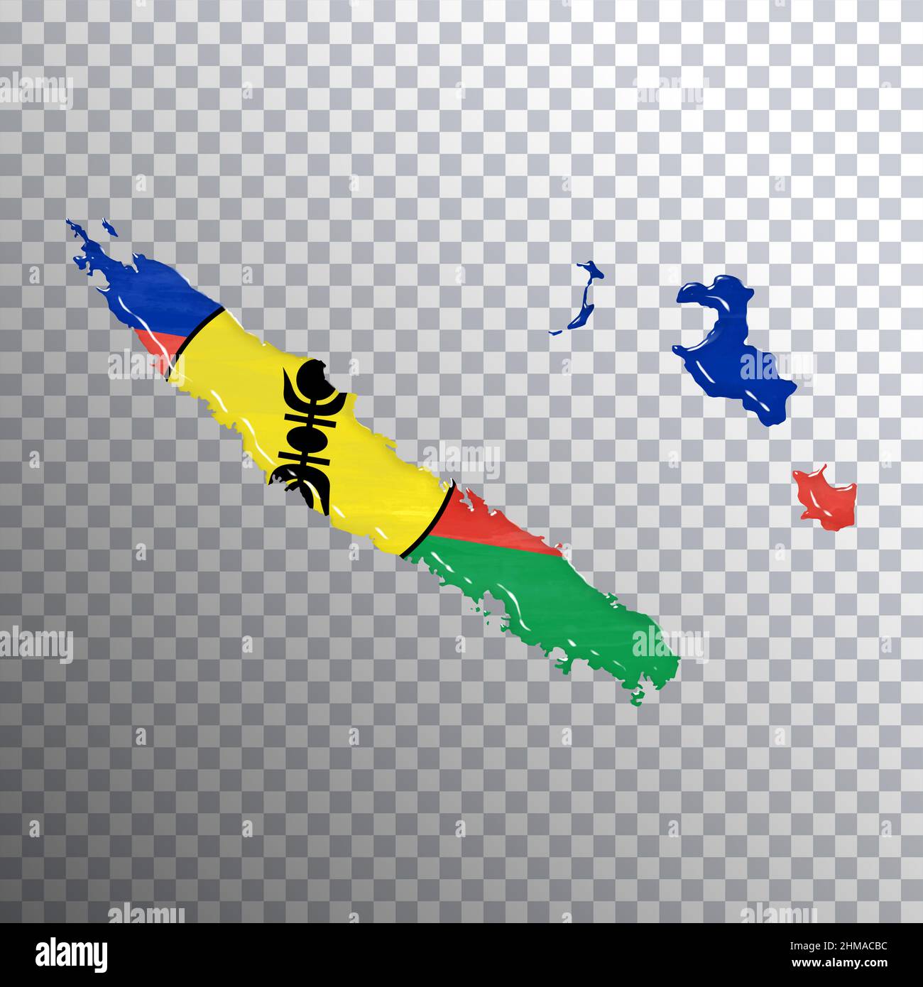 New Caledonia flag and map, transparent background, Clipping path Stock ...