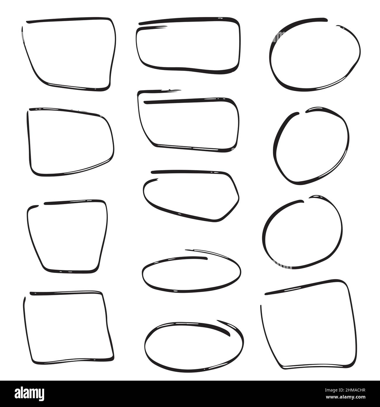 Set of hand drawn vector doodle circles, ovals and different scribble ...