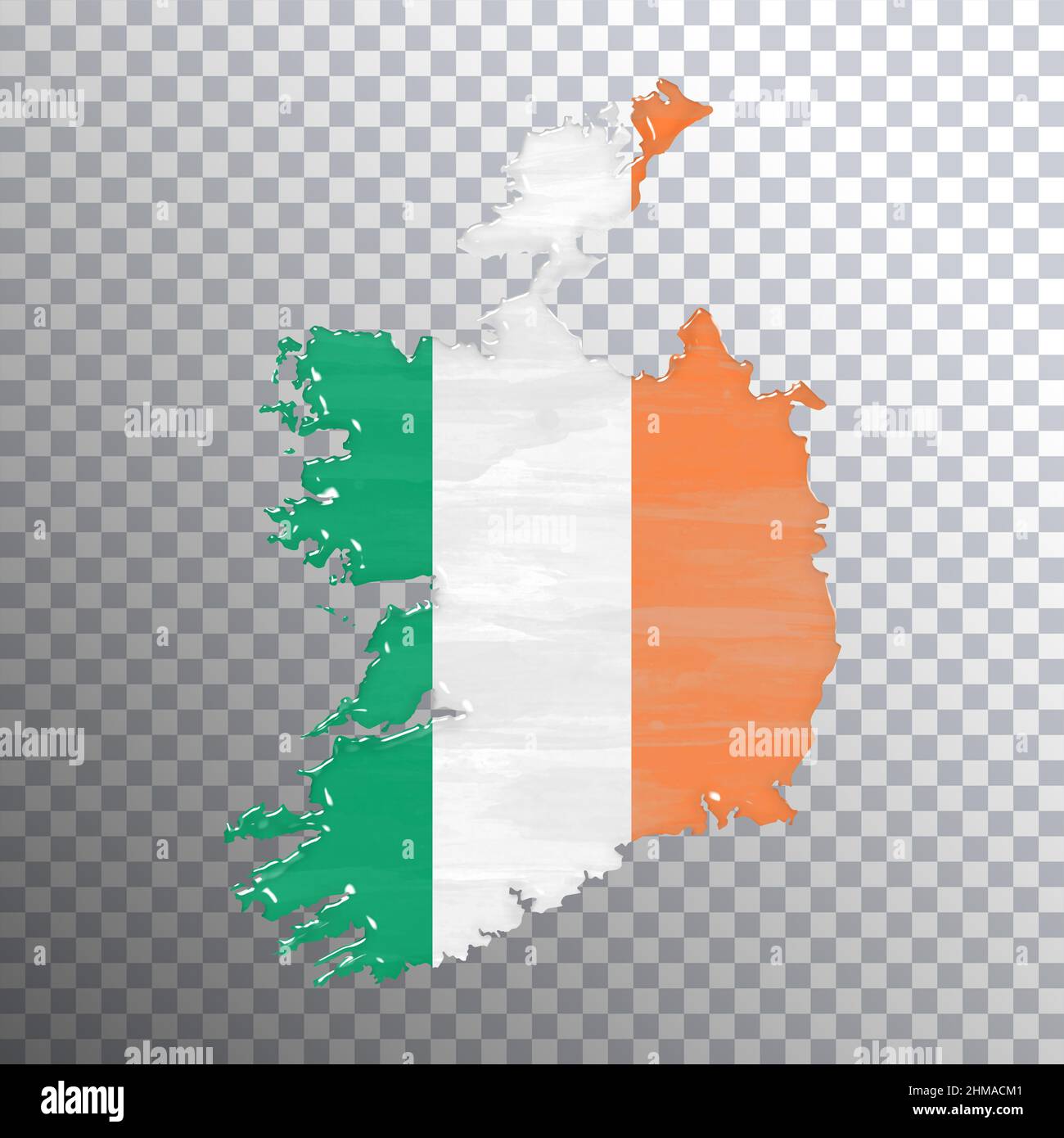 Ireland flag and map, transparent background, Clipping path Stock Photo ...