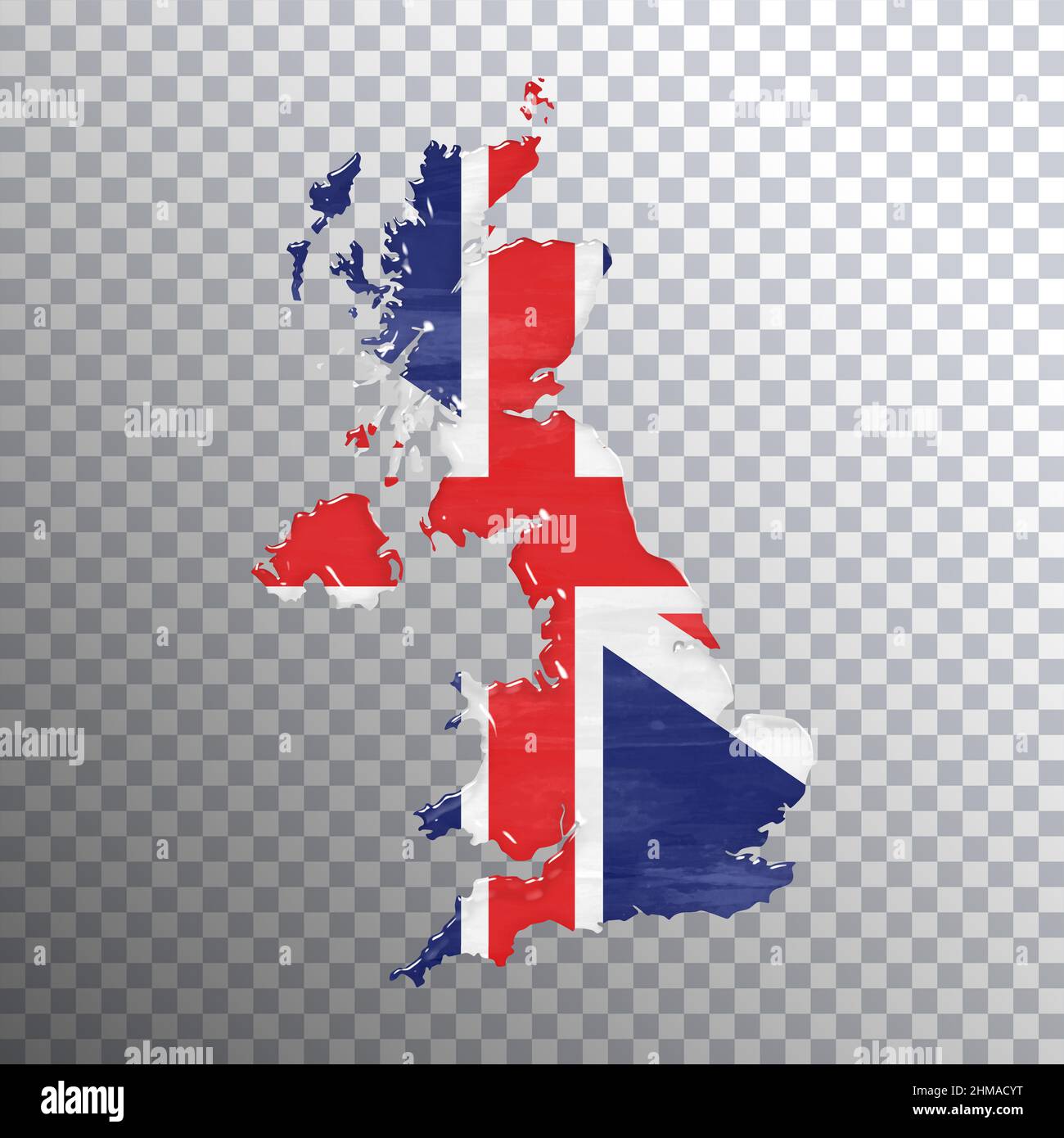 United Kingdom flag and map, transparent background, Clipping path ...