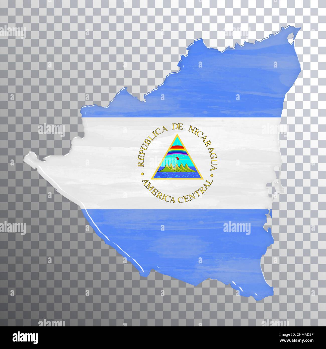 Nicaragua flag and map, transparent background, Clipping path Stock ...
