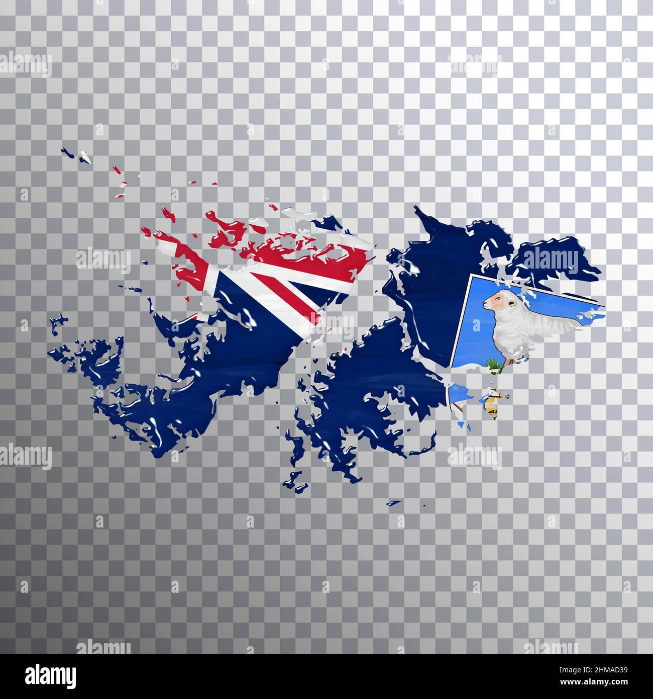 Falkland Islands flag and map, transparent background, Clipping path ...