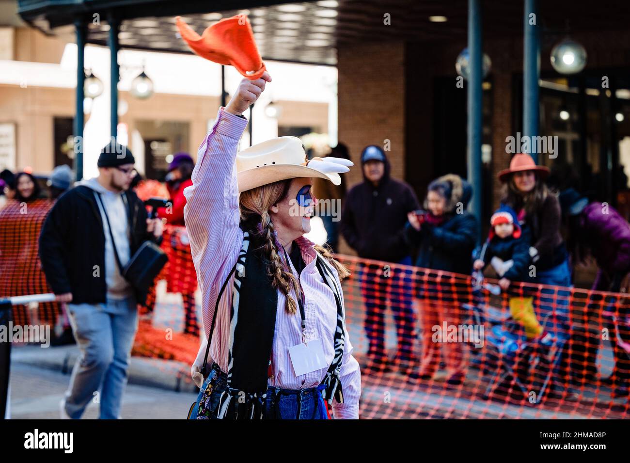 rodeo clown in san antonio cattle drive parade route Stock Photo - Alamy