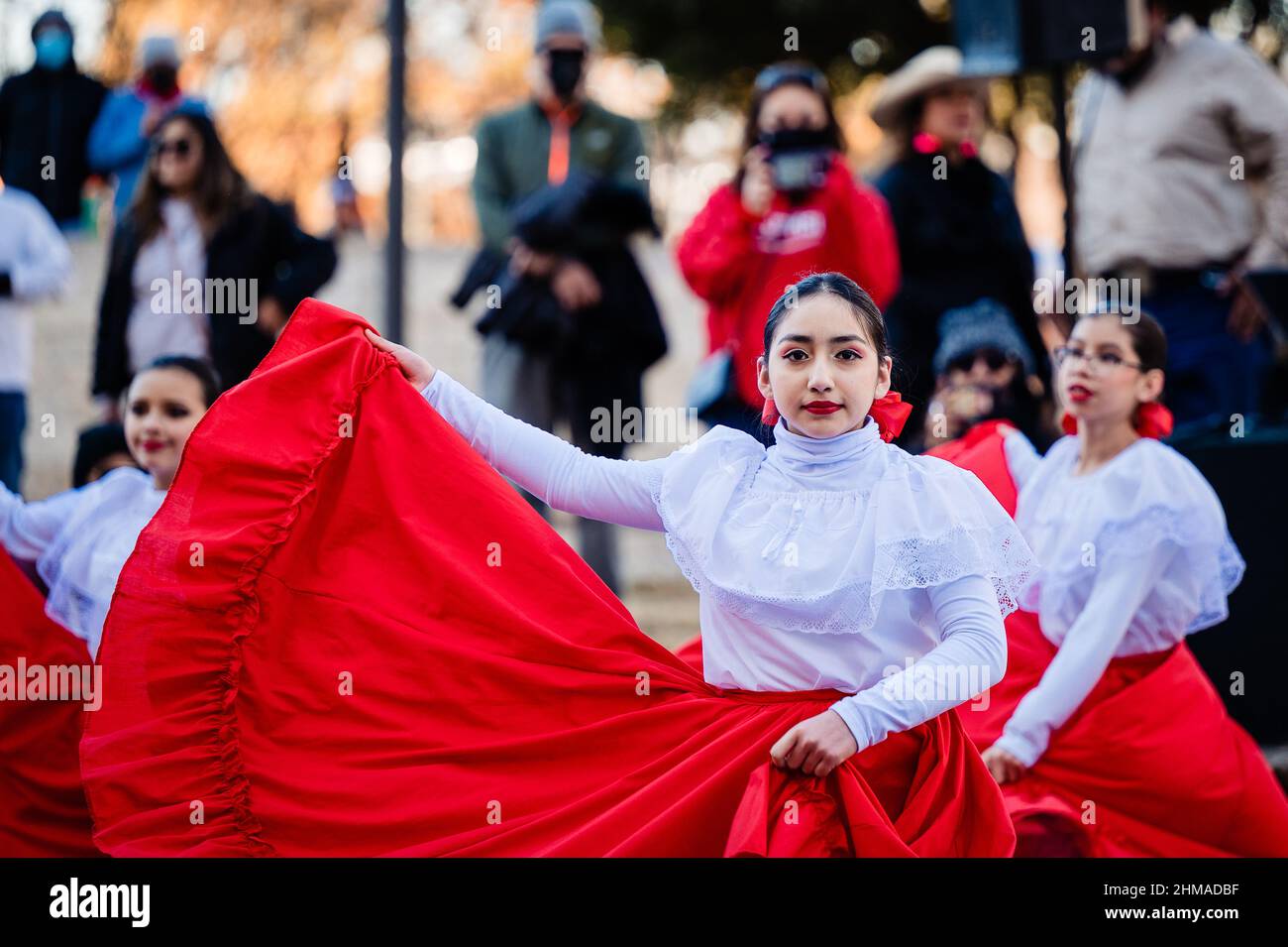 young folklorico dancer entertaining on street Stock Photo - Alamy