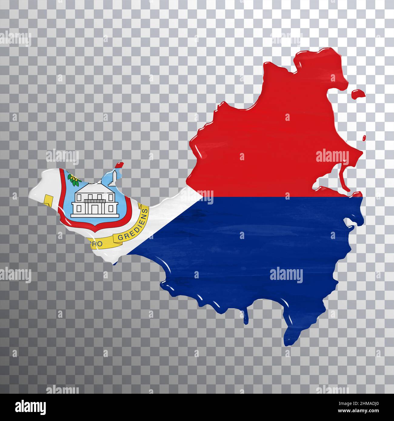 Saint Martin flag and map, transparent background, Clipping path Stock ...
